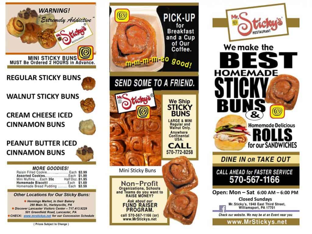 Menu - Mr. Sticky's Homemade Sticky Buns for Pennsylvania ...